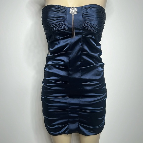 Morgan & Co. | Dresses | Morgan Co Size Small Blue Satin Mini Dress ...